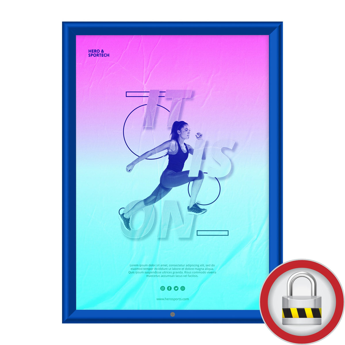 SnapeZo® 60.96 x 60.96 cm Blue Lockable Snap Frame - 32MM Profile ...