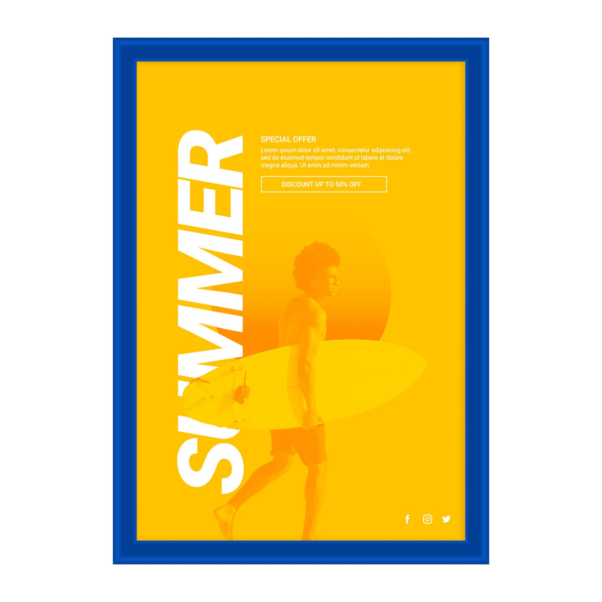 21.59 x 27.94 cm Blue Safety Snap Frame - 32MM Profile – SnapeZo.Utility